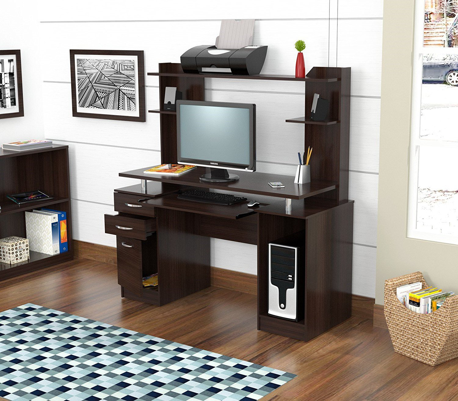 Latitude Run® Grigori 51" Espresso Computer Desk With Two Drawers | Wayfair