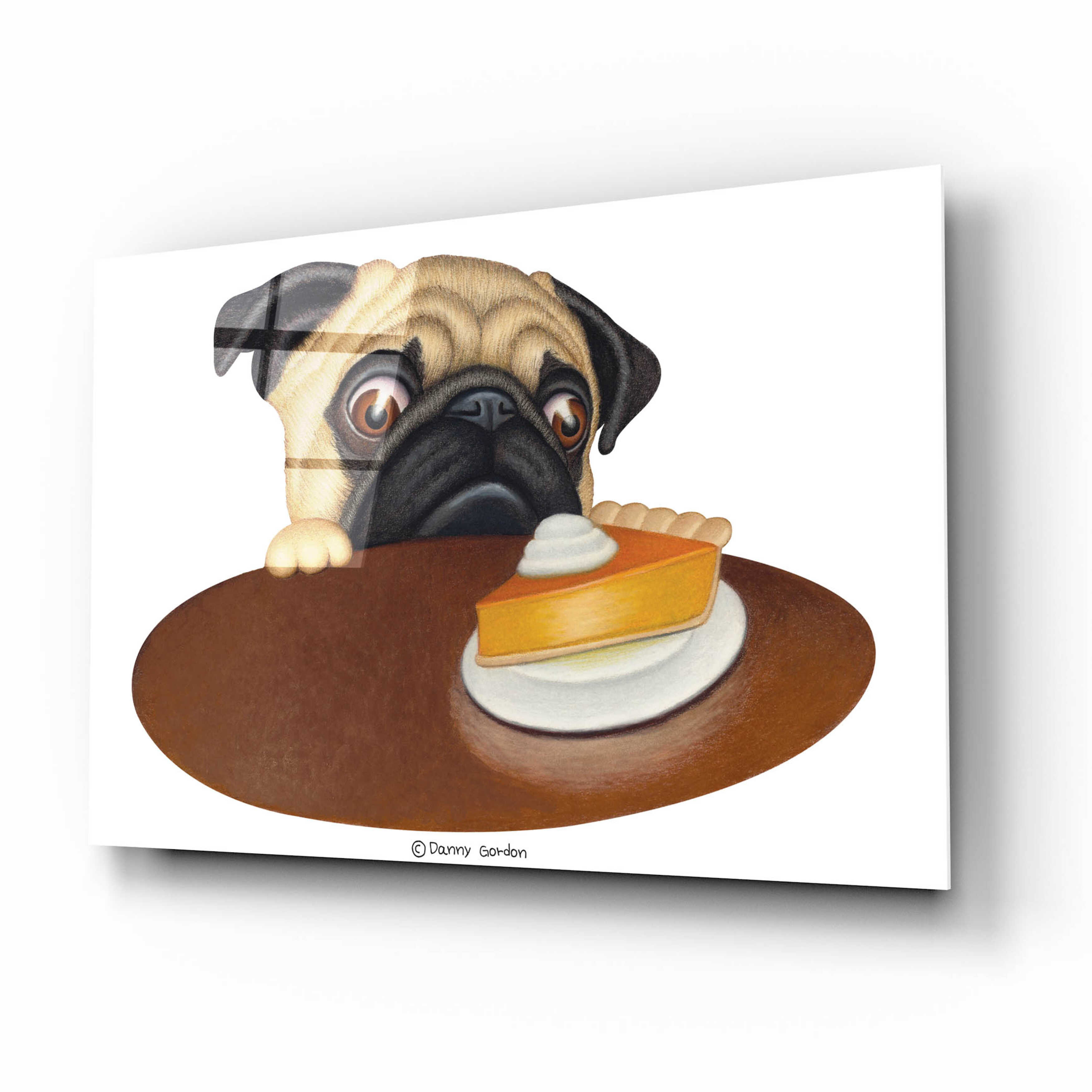 Trinx Pug With Pie On Plastic/Acrylic Print | Wayfair