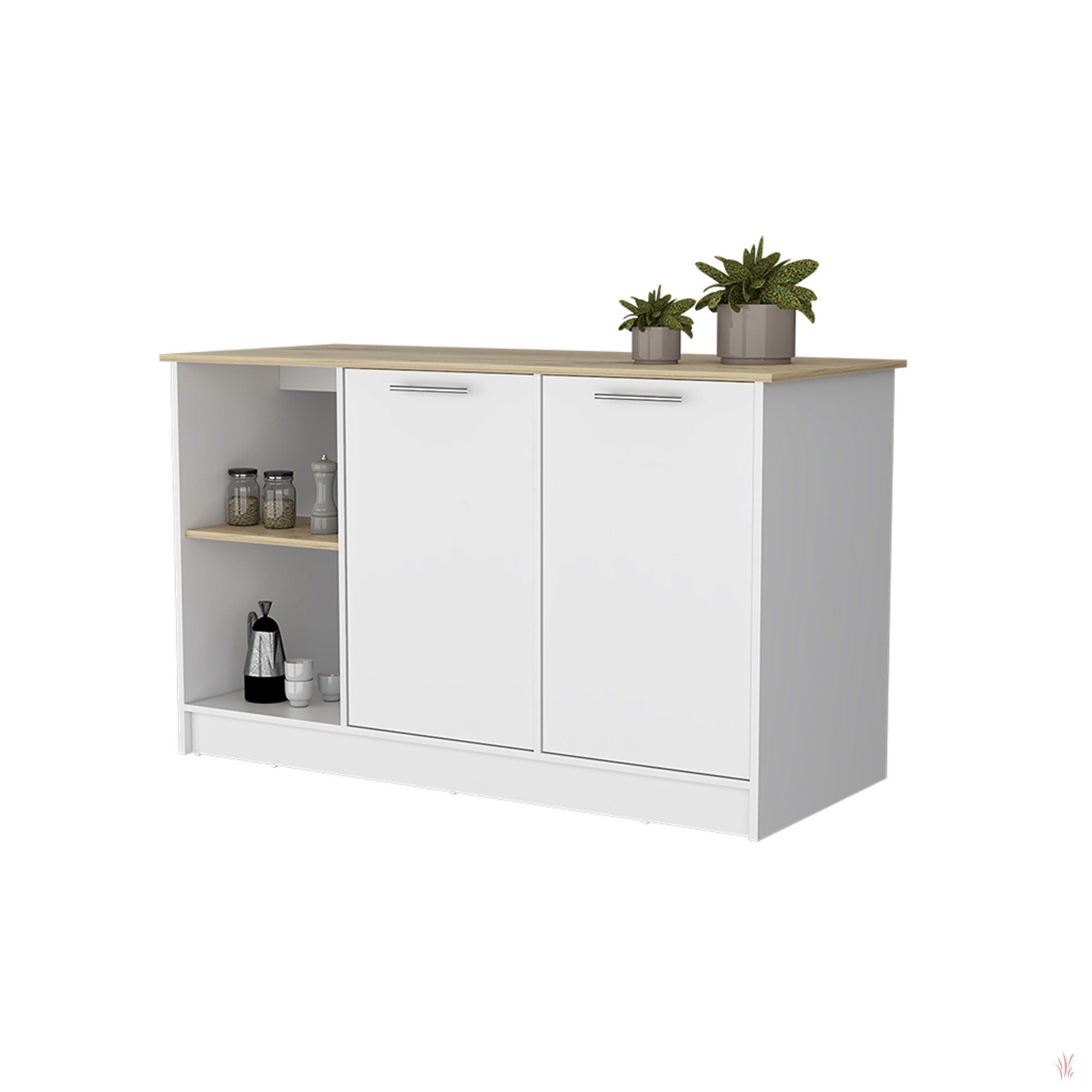 Latitude Run® Mercury Kitchen Island With Spacious Countertop, Double ...