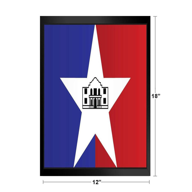 Trinx San Antonio Texas City Flag Black Wood Framed Poster 14x20 Framed ...