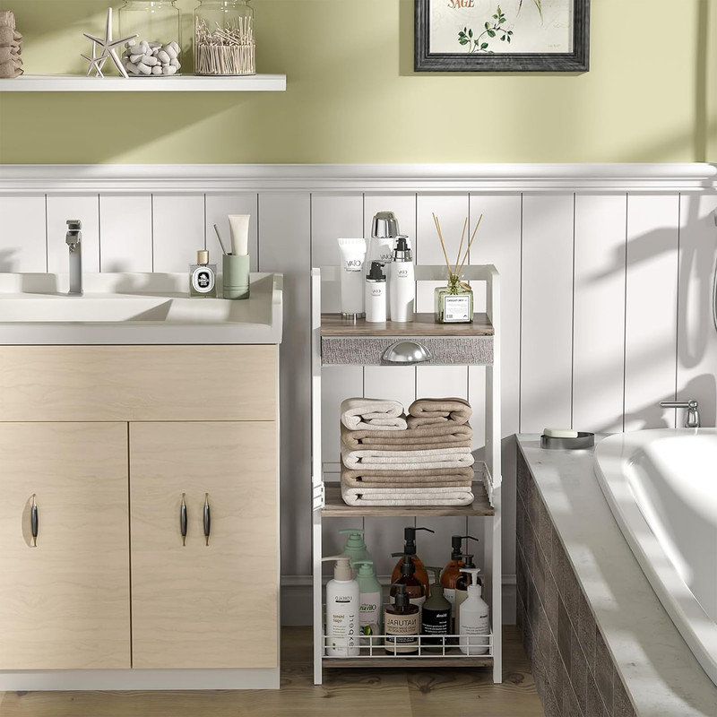 17 Stories 3-Tier Bathroom Ladder Shelf,Freestanding Open Tower ...