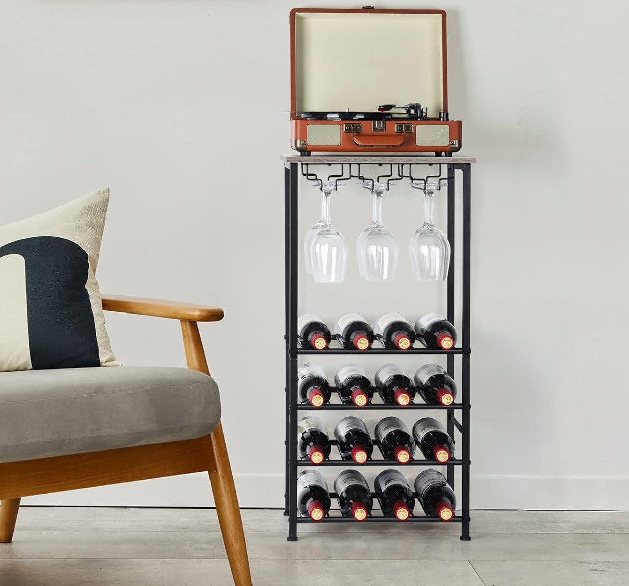 17 Stories Rustic Wine Holder Stand with Wine Storage and Bottle Shelf ...