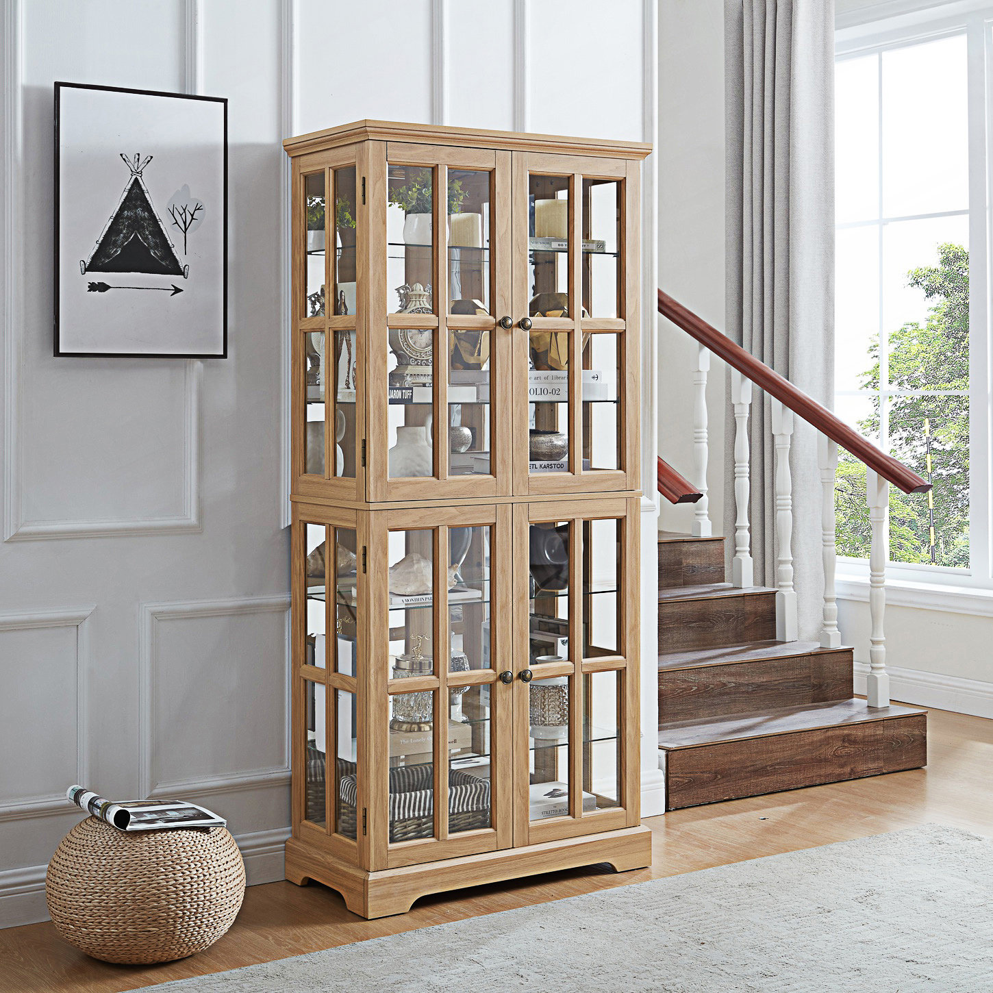 Lark Manor™ Accent Cabinet, Curio Display Cabinet With Glass Doors And ...