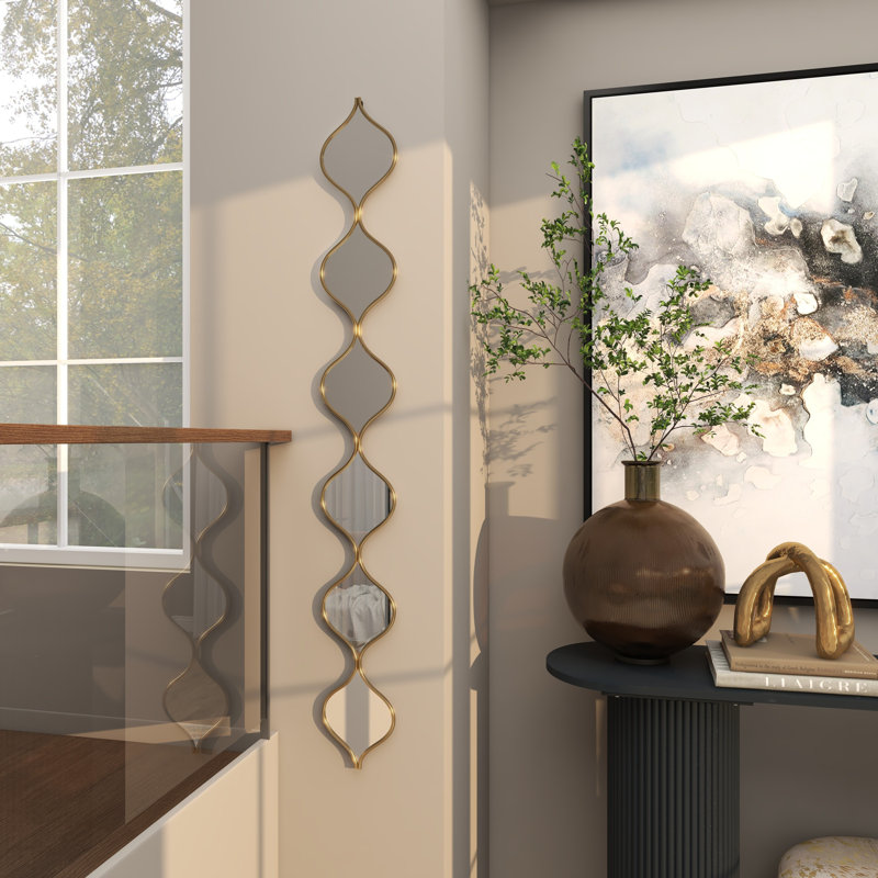 Mercer41 Patericia Metal Slim Stacked Chain 6 Layer Gold Wall Mirror ...