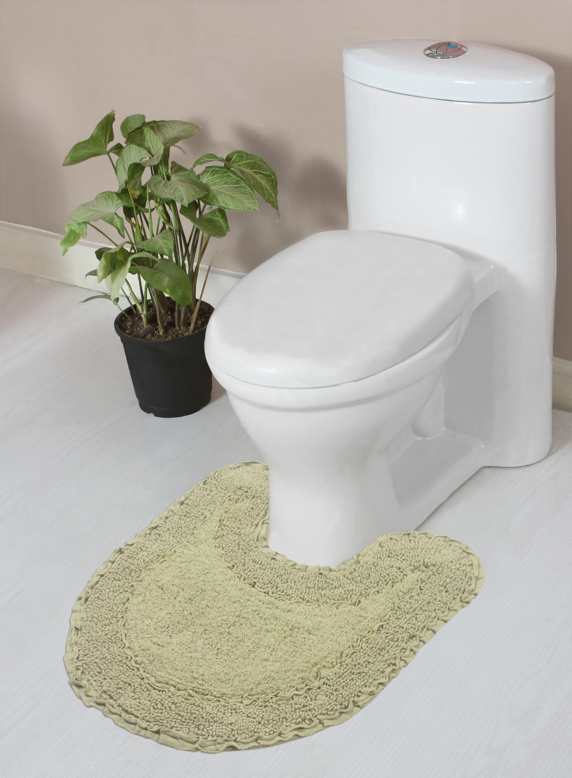 BRBCA UltraSoft Cotton Ruffle Bath Mat Set - Non-Slip, Absorbent ...