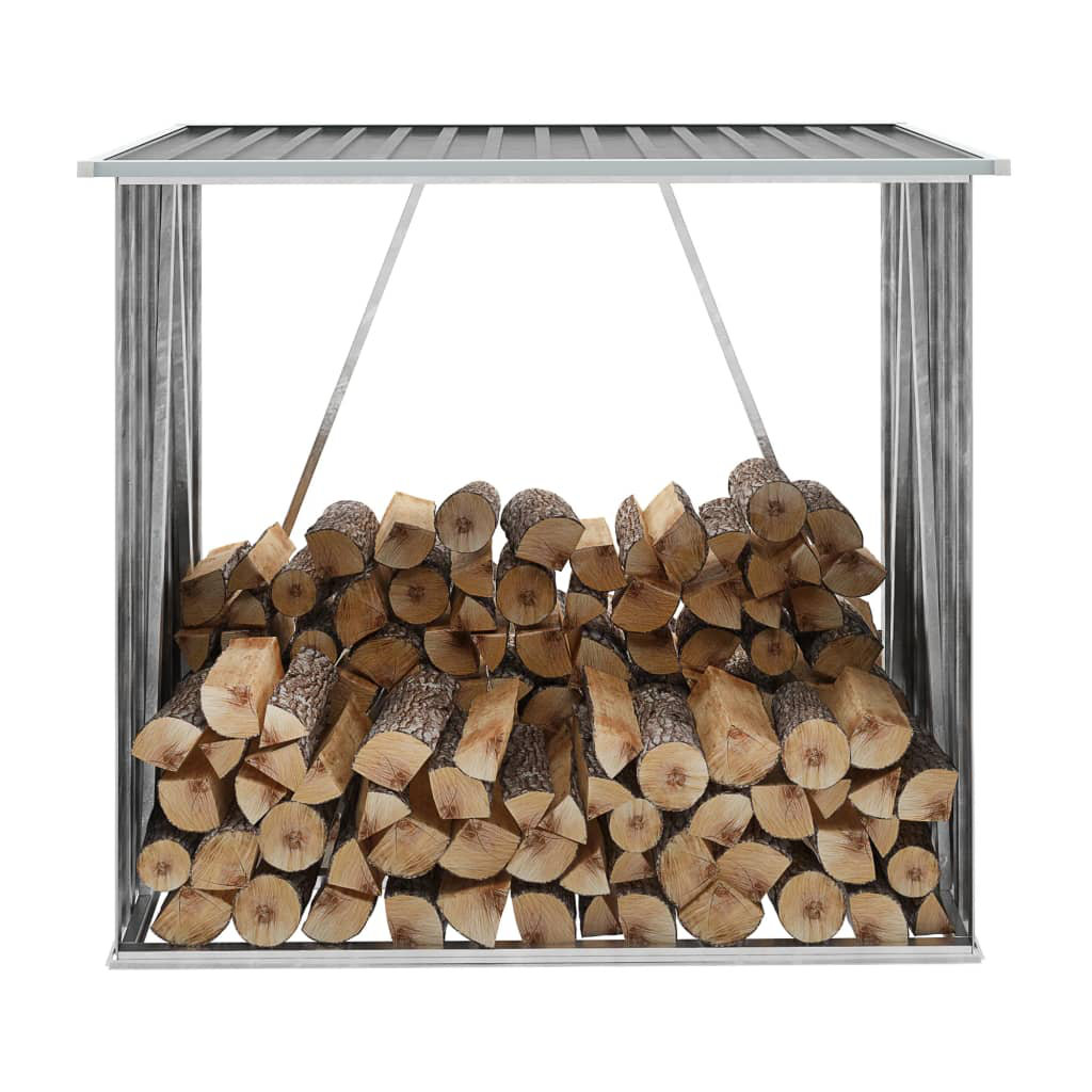 Arlmont & Co. Outdoor Log Storage Log Holder with Roof Log Galvanized ...