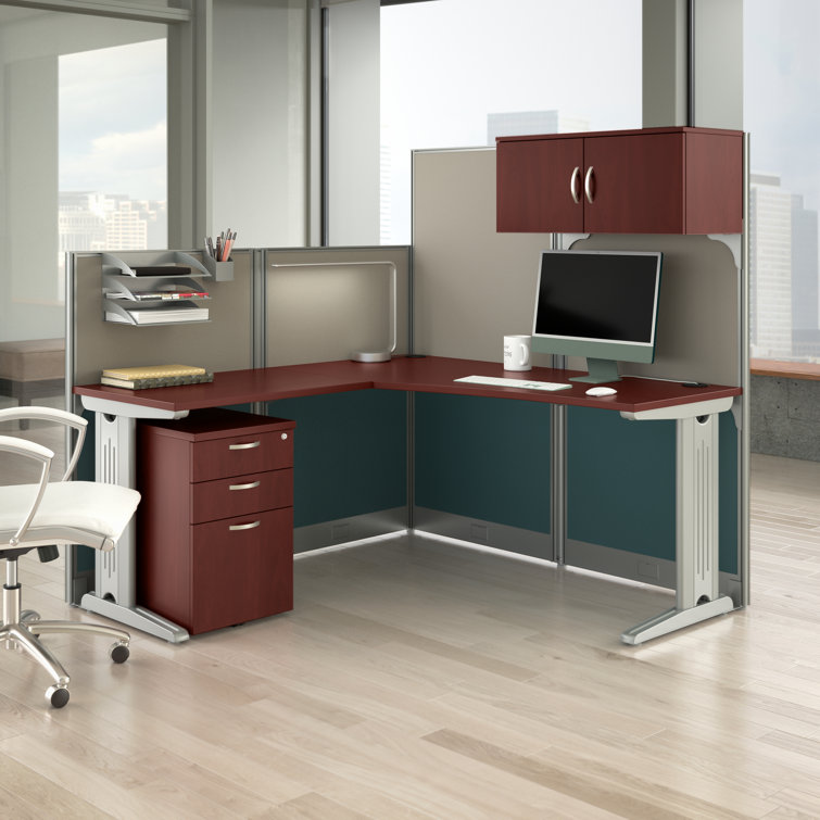 Bush Business Furniture Office In An Hour L-Shaped 1 Person Cubicle ...