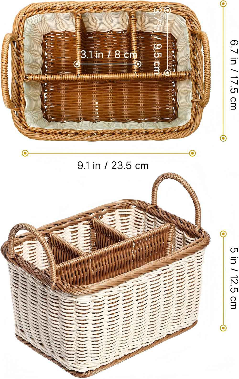 Bayou Breeze Wicker Flatware Organizer, Cutlery Holder For Countertop ...