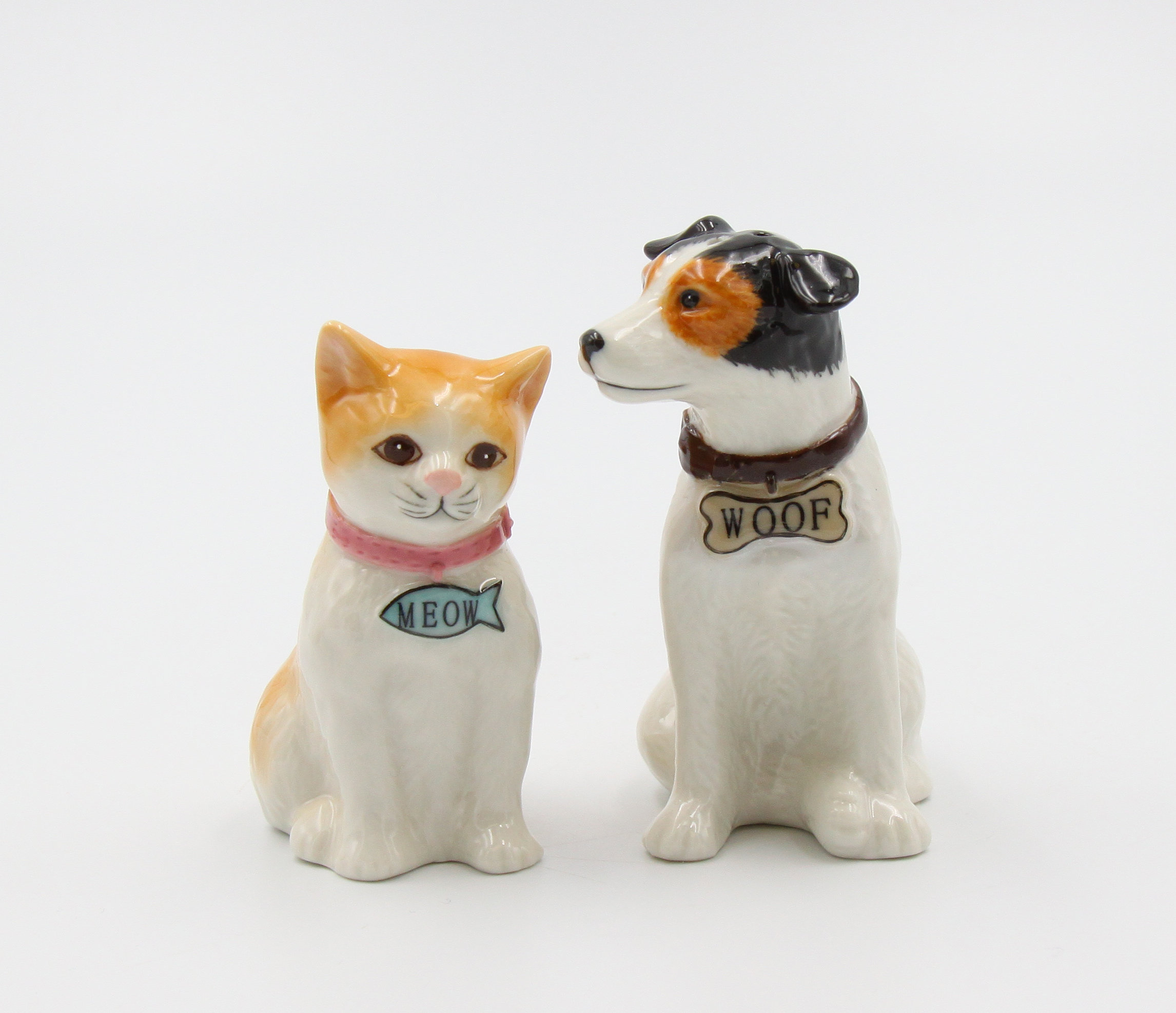 Cosmos Gifts Woof and Meow Salt and Pepper Shaker Set | Wayfair