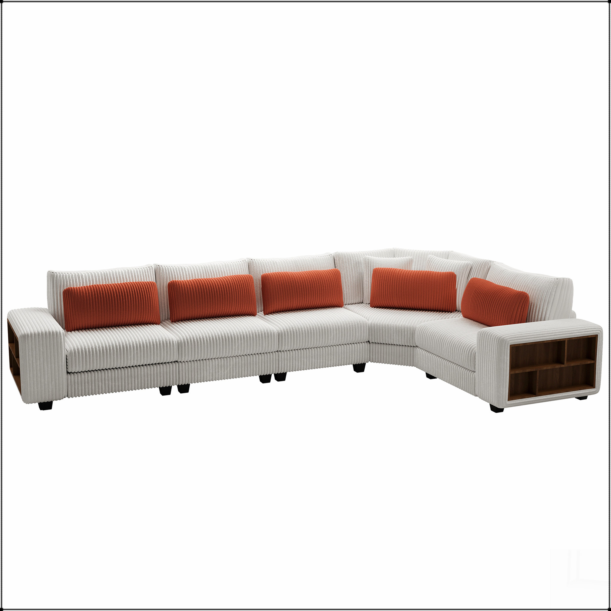 Ebern Designs Modular Sectional L-shaped Sofa with Armrest Wooden Frame ...