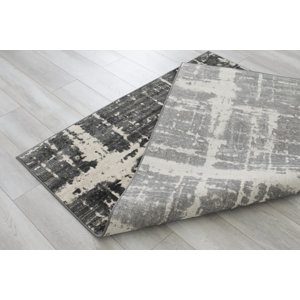 17 Stories Pomonok Abstract Black Area Rug | Wayfair