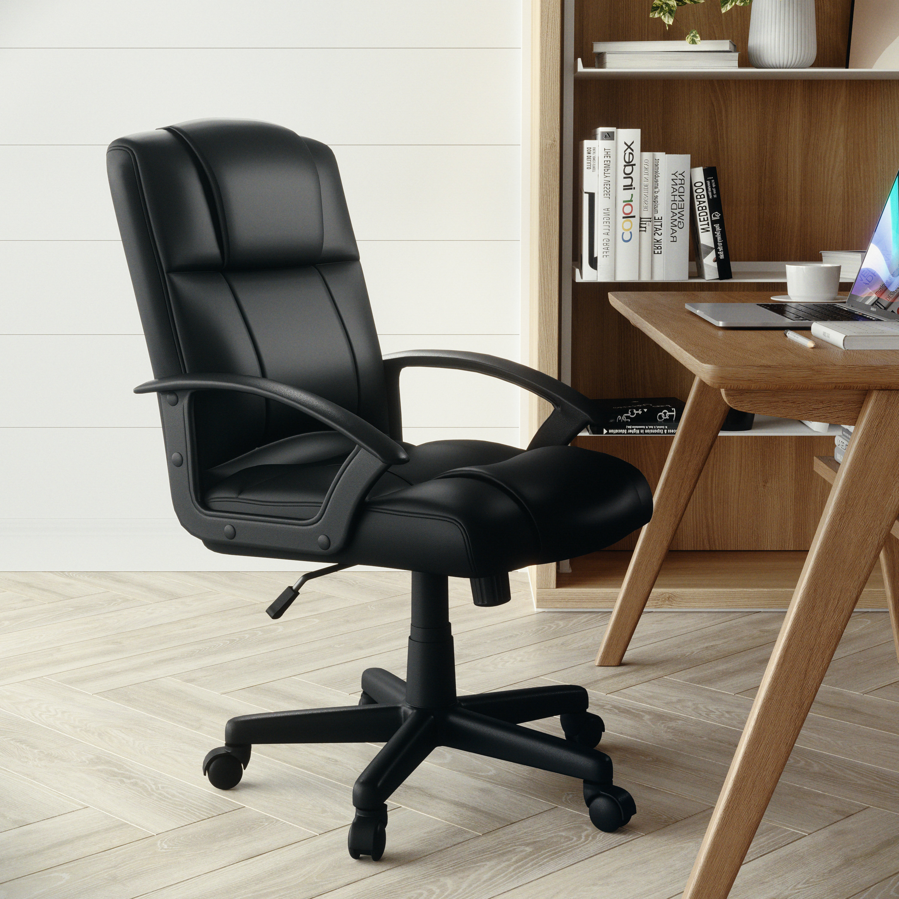 Flash Furniture Mid-Back LeatherSoft Office Chair with Armrests ...