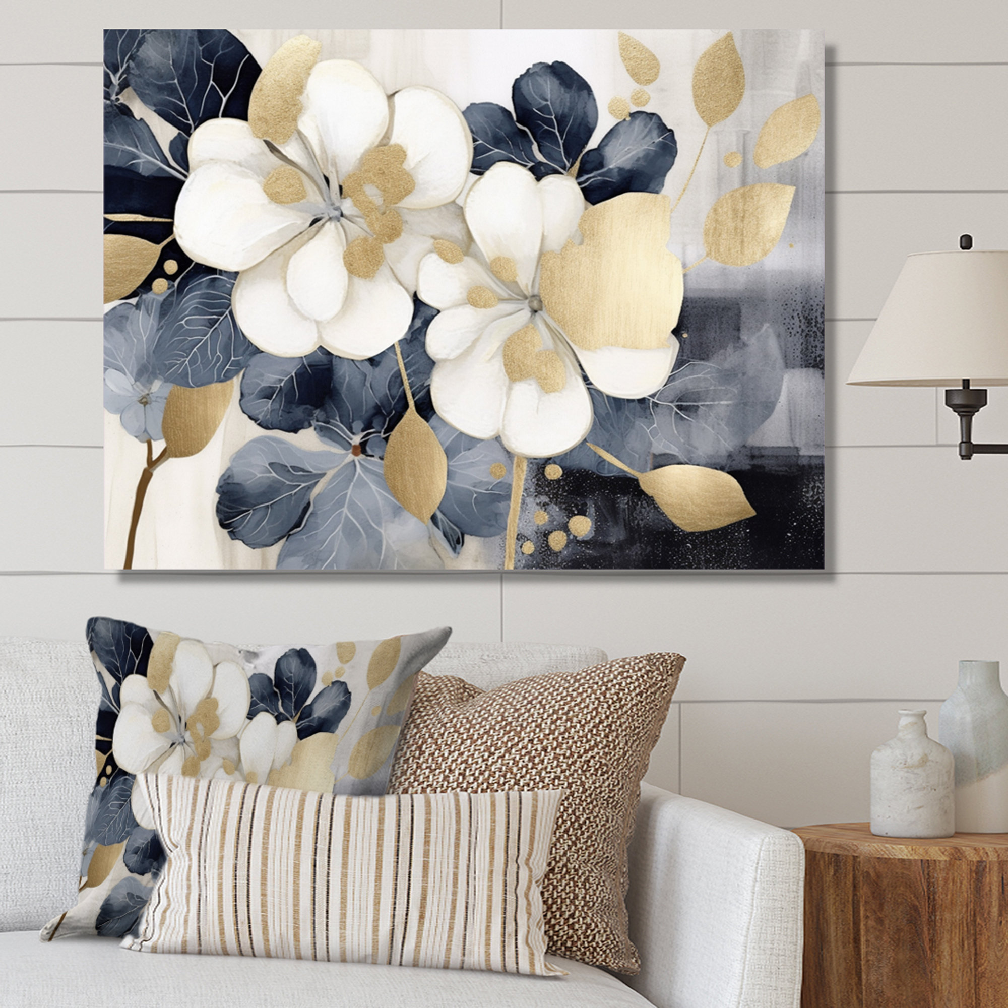 Red Barrel Studio White Gold Hydrangea Blooms Heaven II On Canvas Print ...