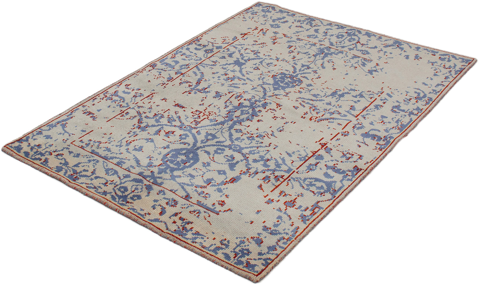 One Allium Way® One-of-a-Kind Hand-Knotted Finest Ushak Sky Blue/Red 5 ...