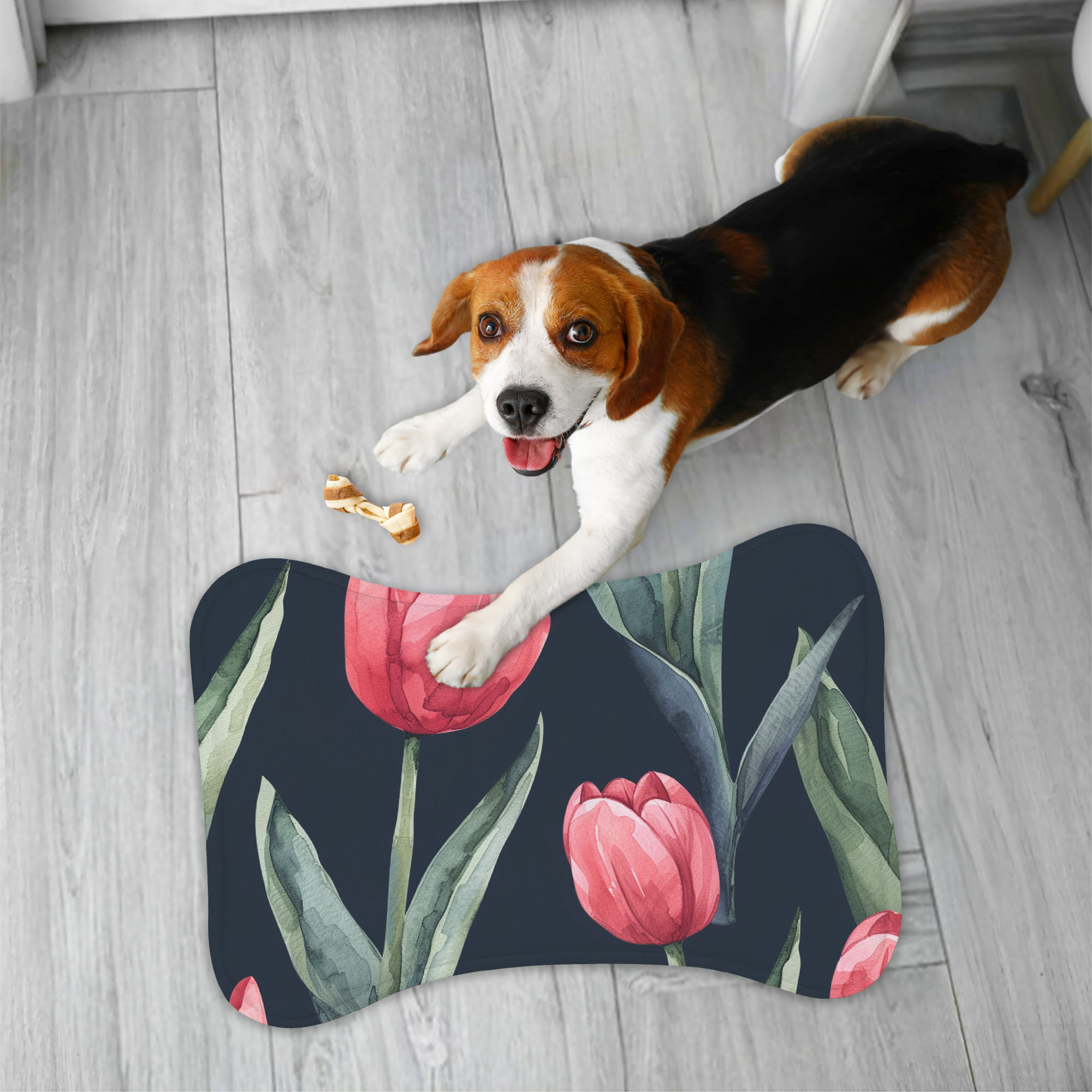 MentionedYou Seamless Tulip Patterns - 1 Piece Bone Shape Feeding Mat ...