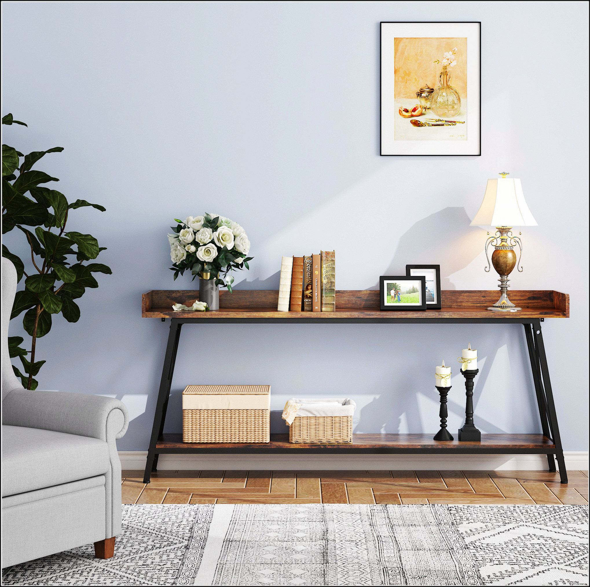 17 Stories Console Table Behind Couch, Sofa Table for Living Room ...