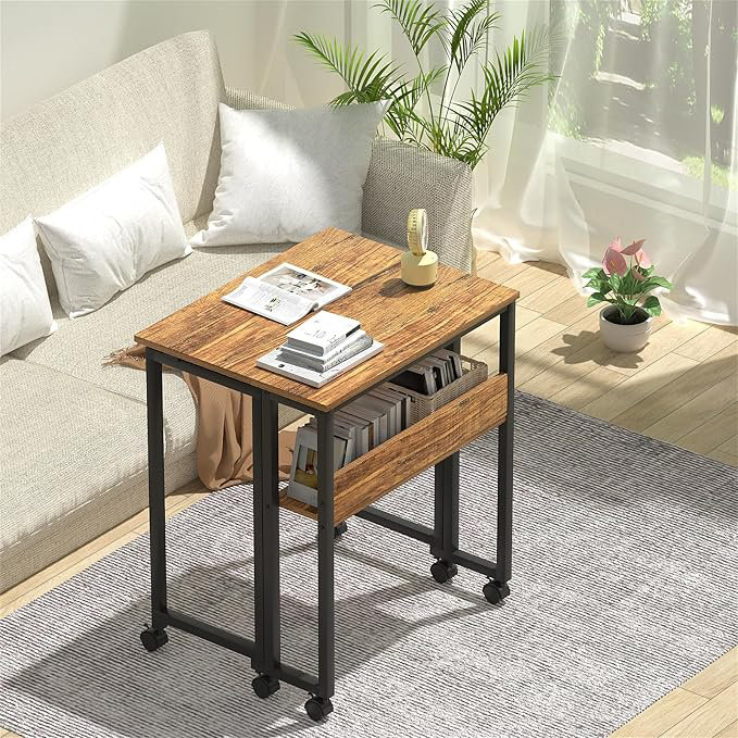 17 Stories Desk Small Rolling Desk With Storage Shelf, 24.8 Inch ...
