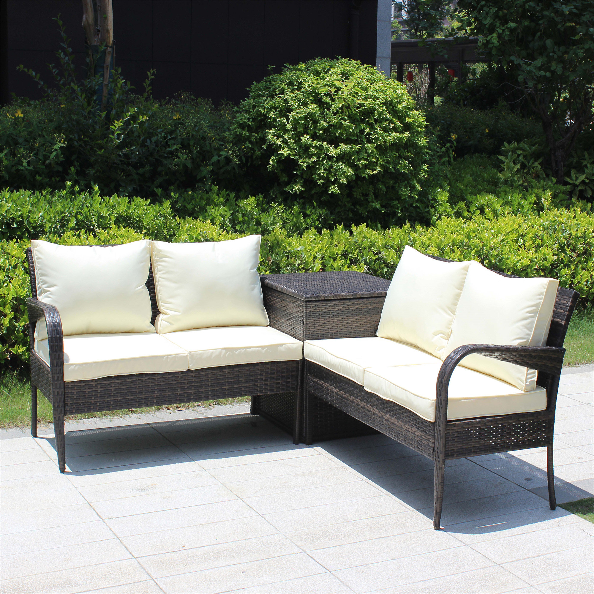 Winston Porter 3 Piece Patio Sectional Wicker Rattan Outdoor Furniture ...