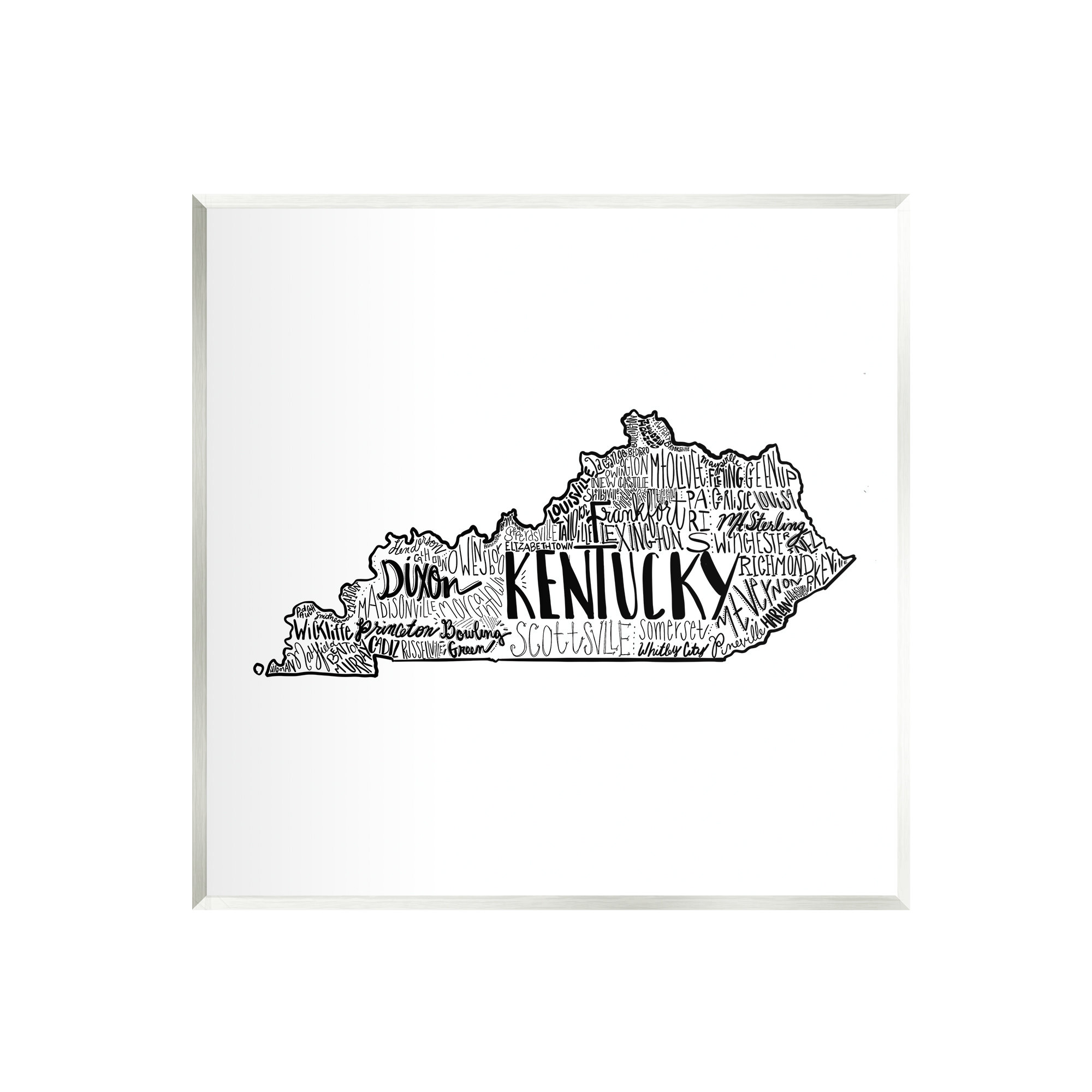 Stupell Industries Kentucky State Shape Typography Map Wall Plaque Art ...