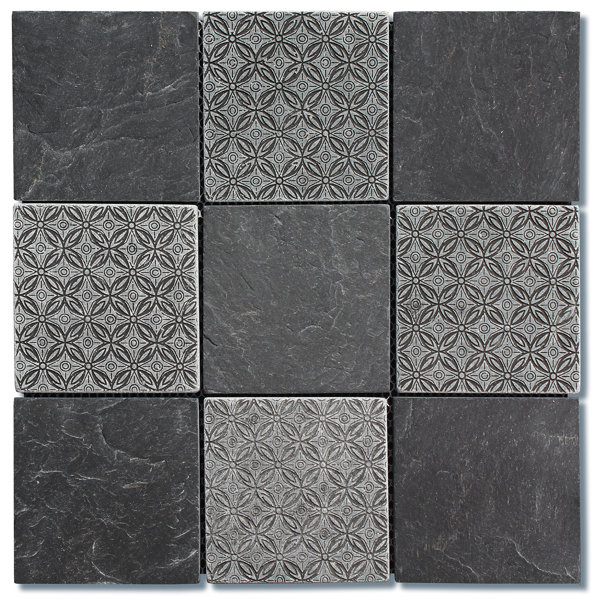 Intrend Tile 4" x 4" Natural Stone Grid Mosaic Wall & Floor Tile | Wayfair