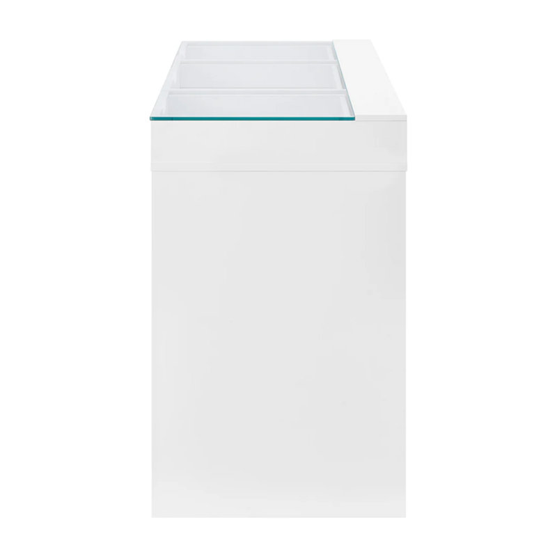 Hokku Designs SlayStation Kendall Vanity Makeup Table with Clear Glass ...