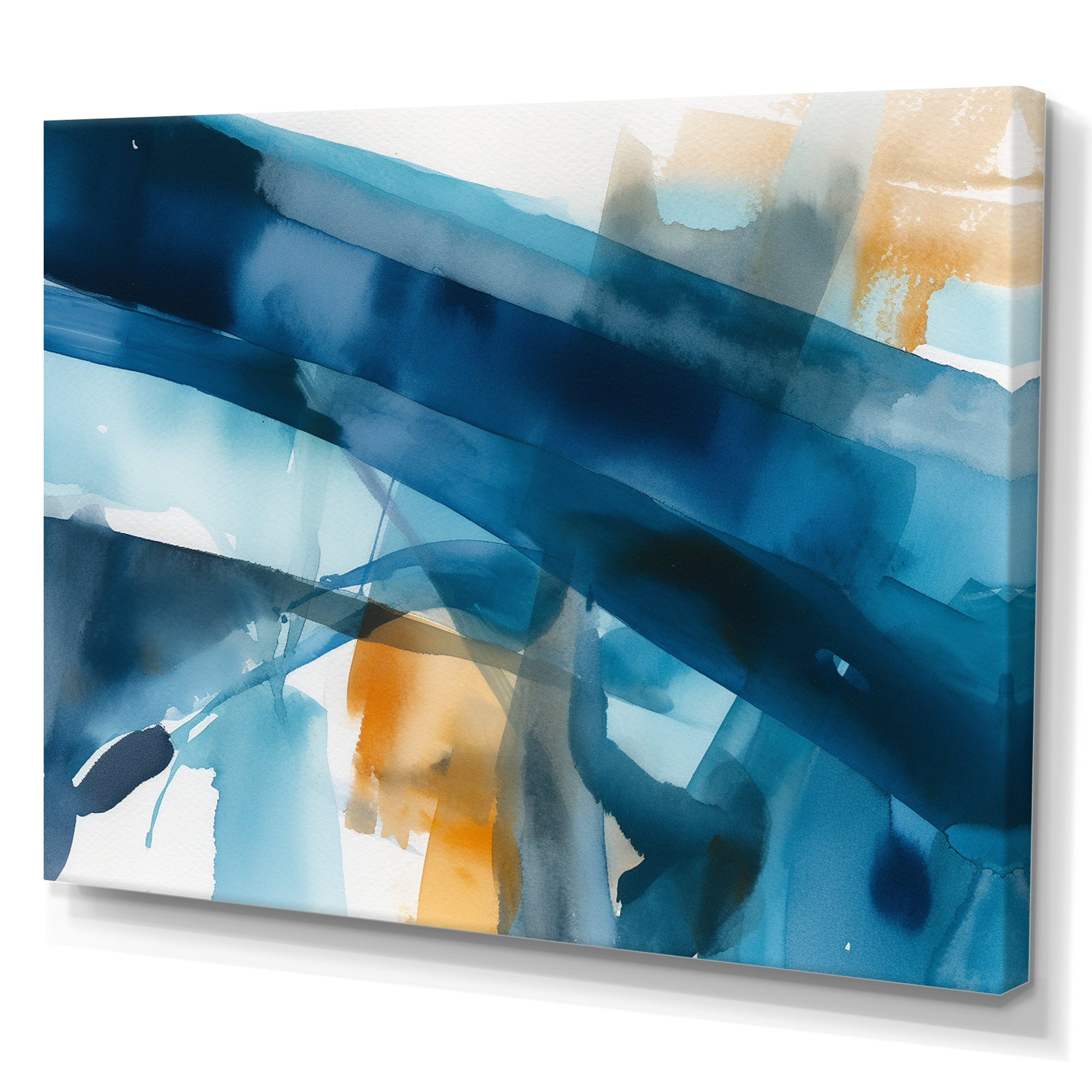 Ivy Bronx Blue And Gold Fusion III Framed On Canvas Print | Wayfair