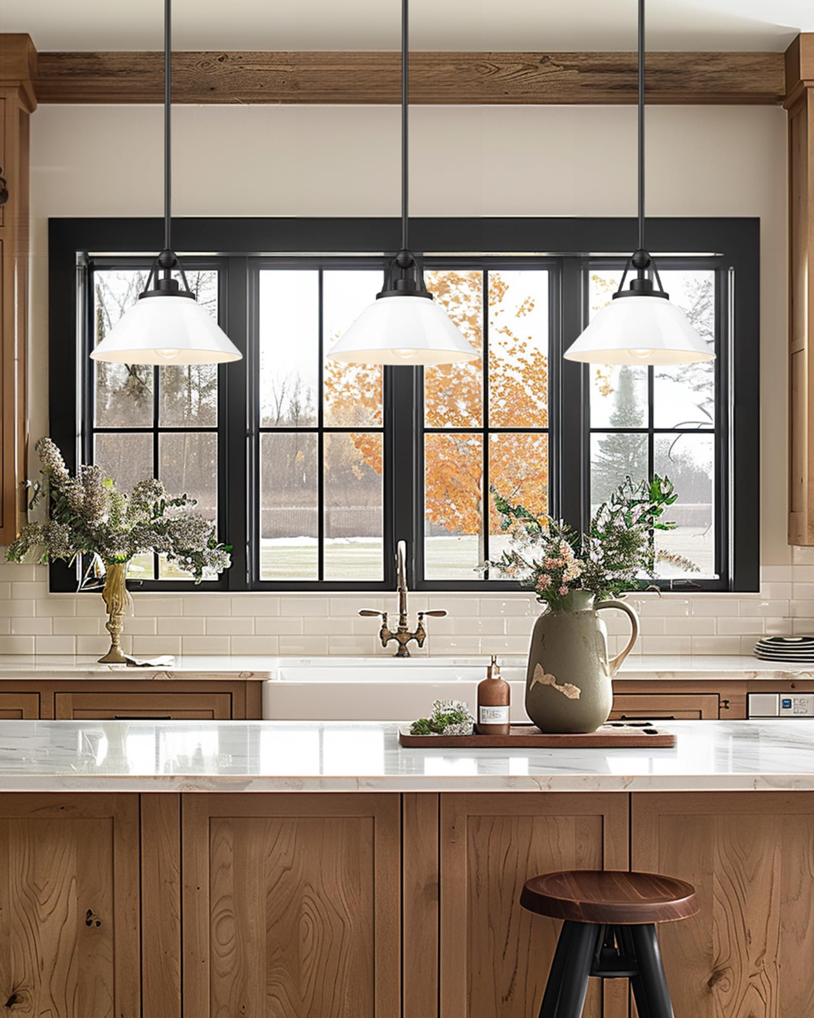 Longshore Tides White Pendant Light Fixture, Modern Kitchen Island ...