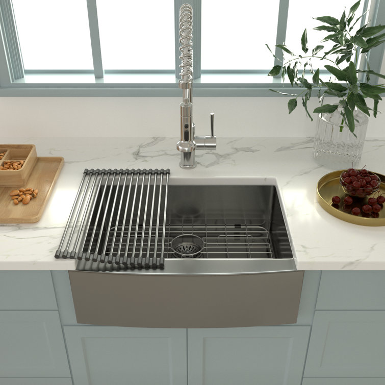 GhomeG 24 Inch Farmhouse Kitchen Sink 16 Gauge Stainless Steel Kitchen ...