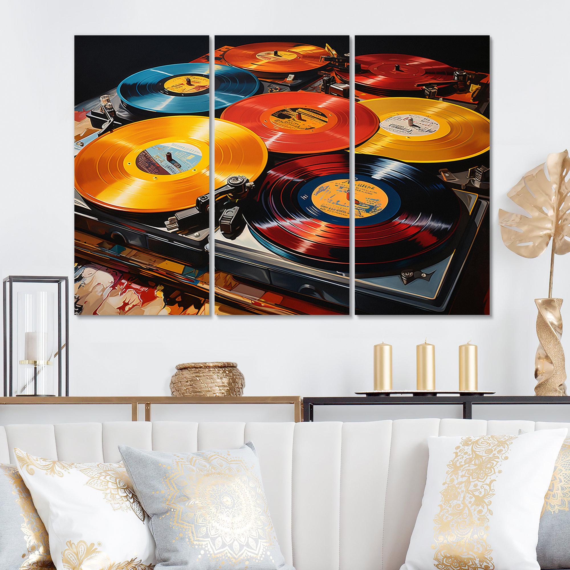 DesignArt Colorful Vinyl Serenade I - Vinyl Records Metal Art Print Set ...
