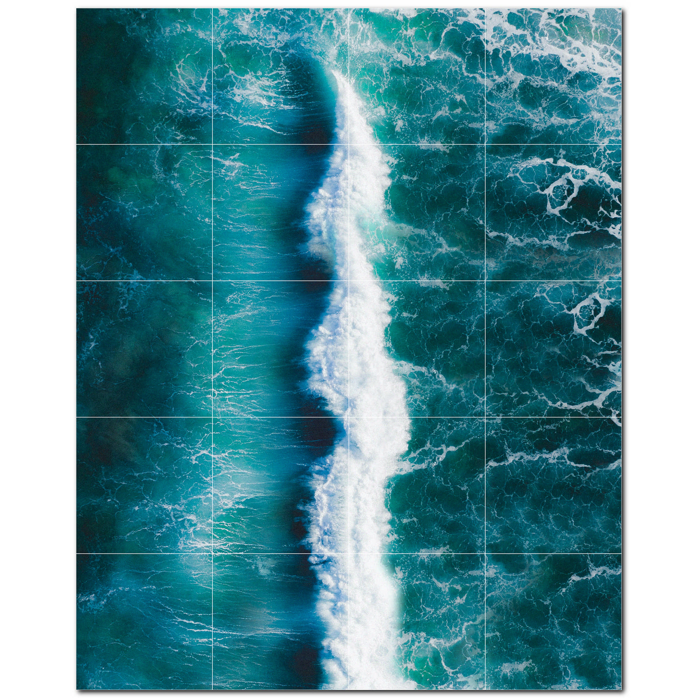 Picture-Tiles.com 24" x 30" Ceramic Waves Photo Decorative Mural Tile ...