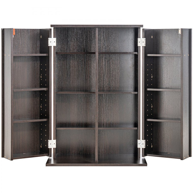 Winston Porter Media Storage Cabinet, 4-Layer DVD Shelf Holds 576 CDs ...