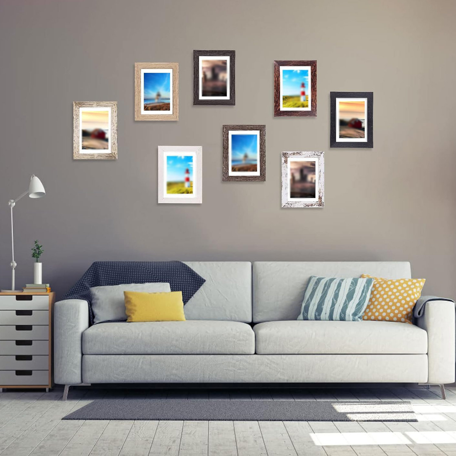 Gracie Oaks Picture Frames Set of 8,Multi Wood-Color Rustic Picture ...