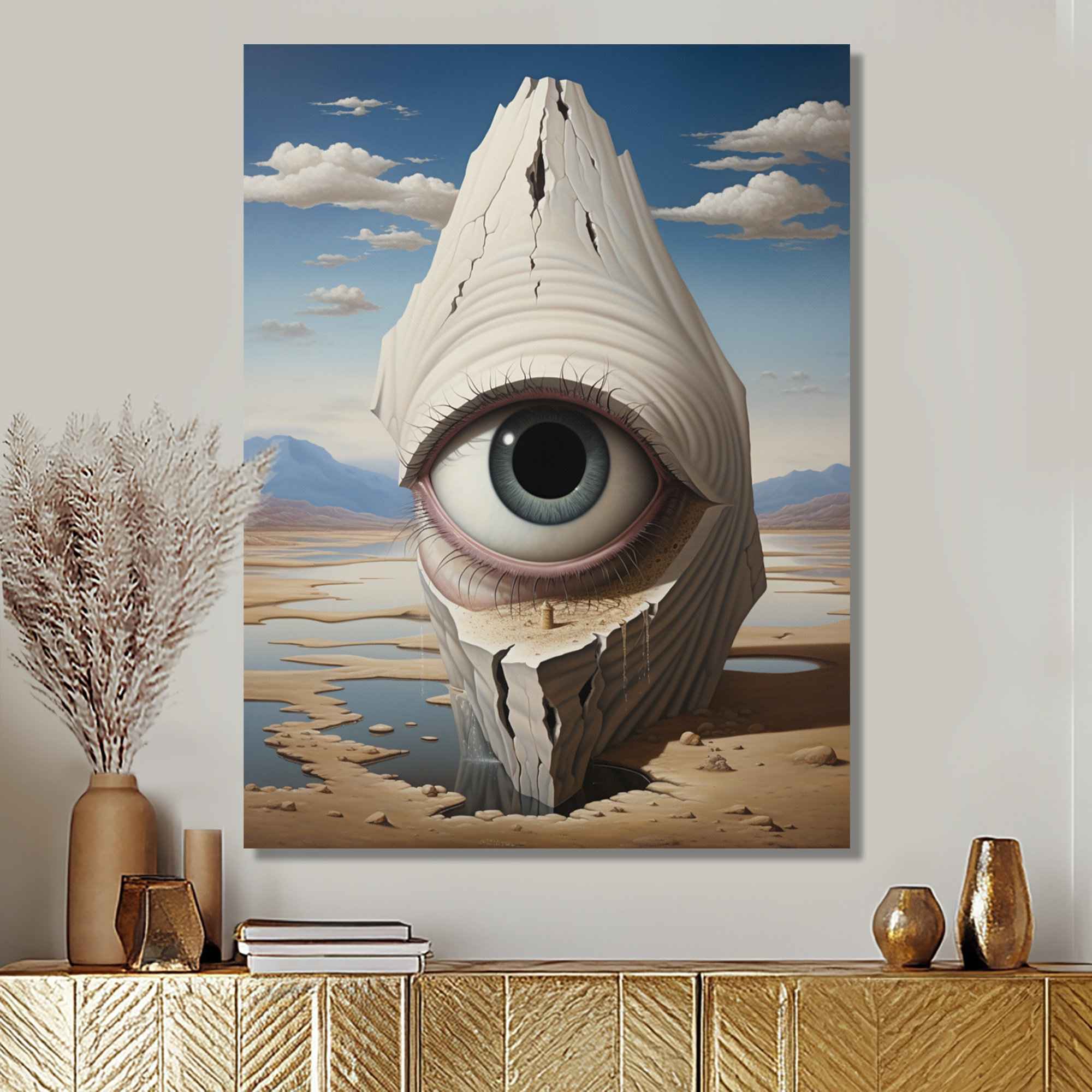 Wrought Studio™ Surrealist Blue Eye Landscape - Eye Wall Art Print ...