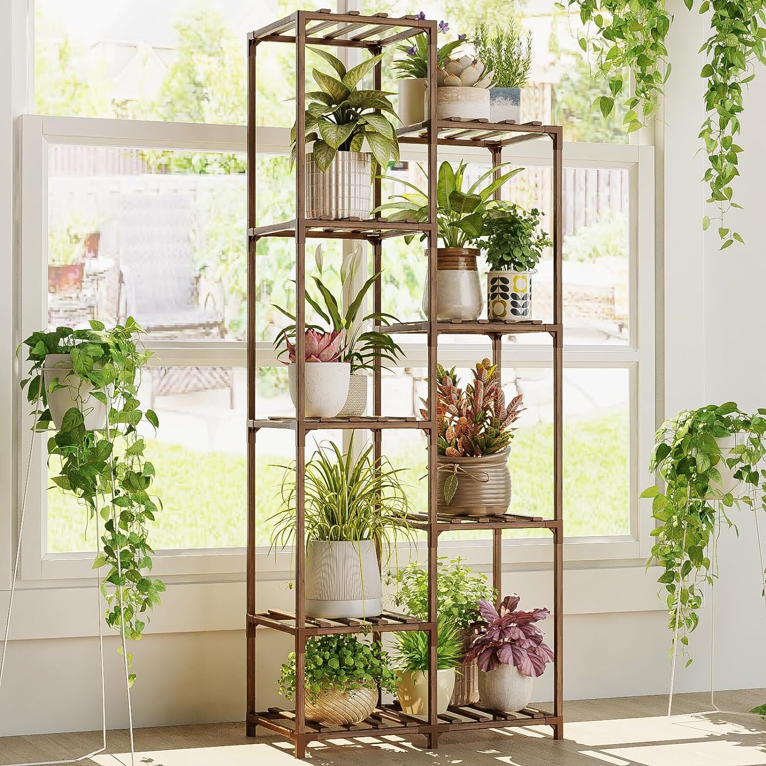 Arlmont & Co. 9-Tier Multi-Level Plant Stand for Indoor Outdoor ...