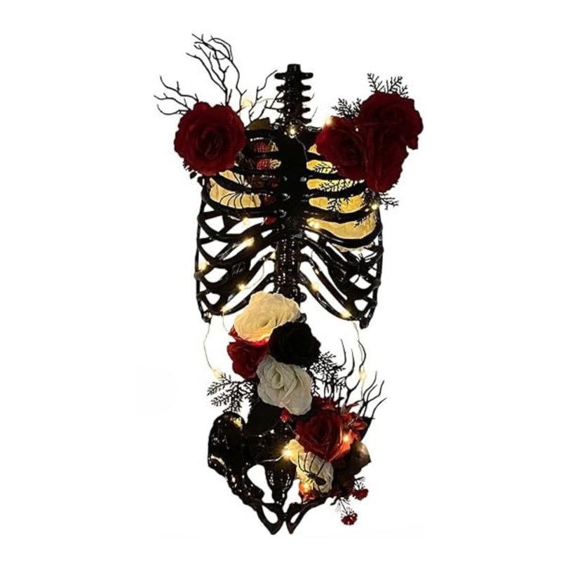 The Holiday Aisle® Halloween Floral Skeleton Torso Decor. | Wayfair