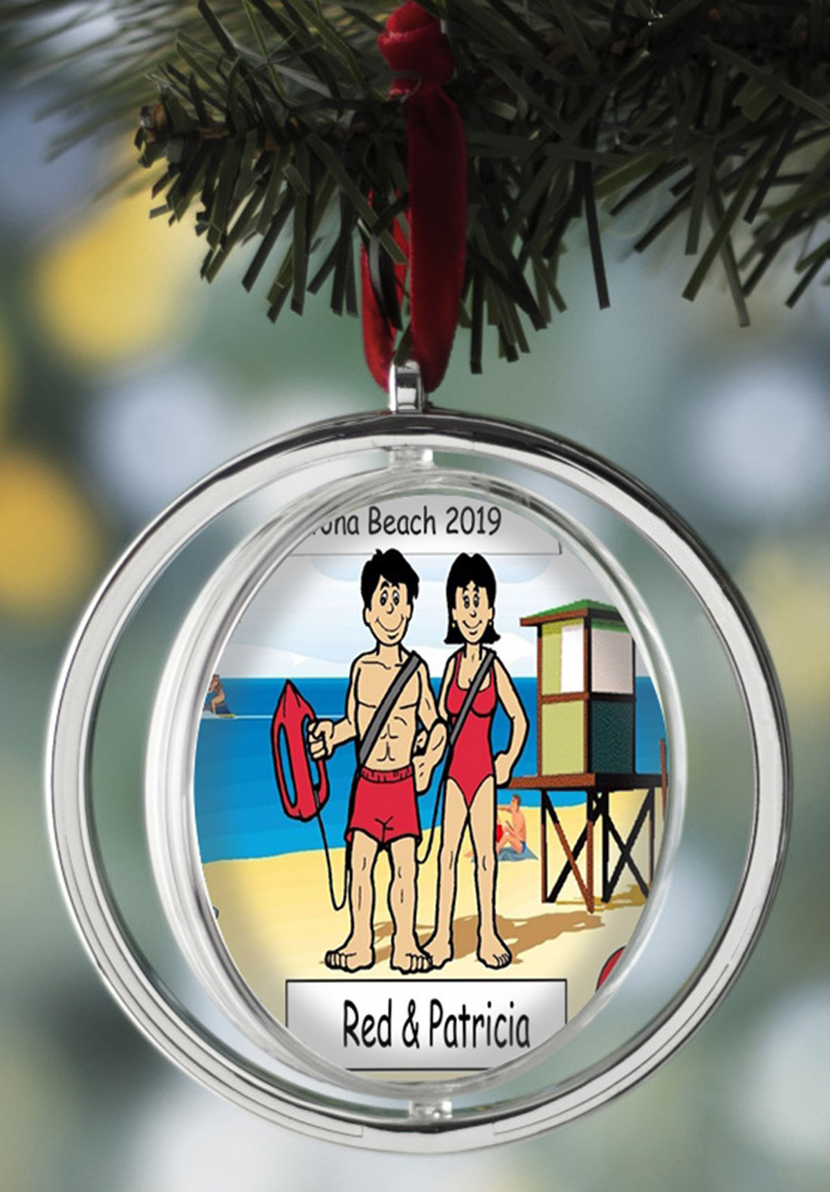 Printed Perfection Personalized Lifeguard Couple Double Sided Spinable ...