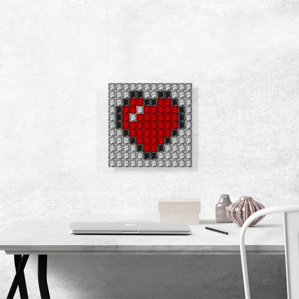ARTCANVAS Red Love Heart Jewel Pixel - Wrapped Canvas Graphic Art Print ...