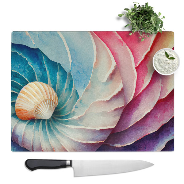 Metro Lane Seashell Art Vol.4 Abstract Glass Chopping Board | Wayfair.ie