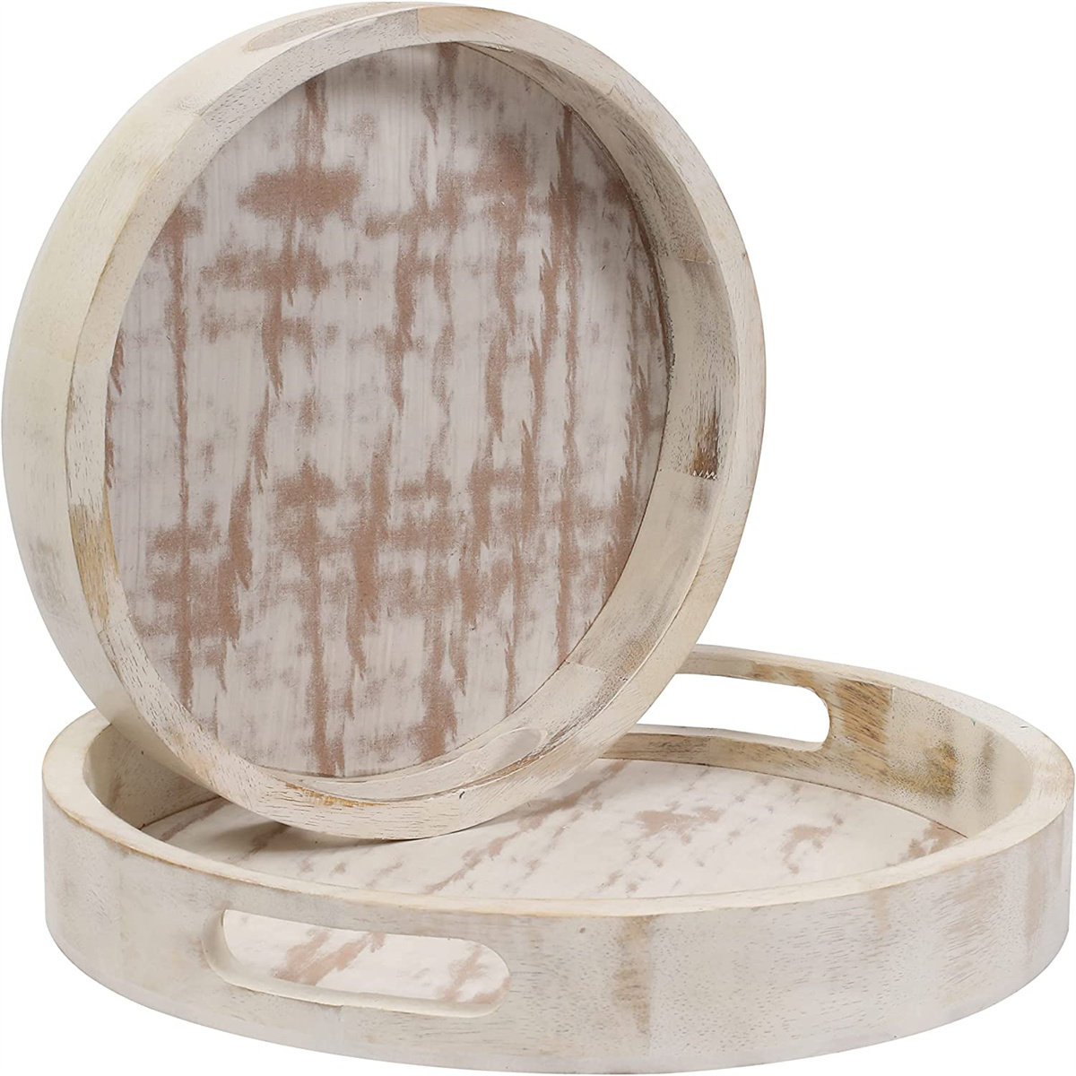 Gracie Oaks Decorative Coffee Table Tray, Wooden Round Serving Tray For ...