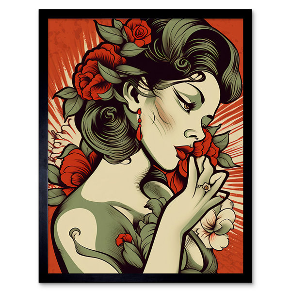 Marlow Home Co. Manwaring Femme Fatale Roses Pin Up Rockabilly ...