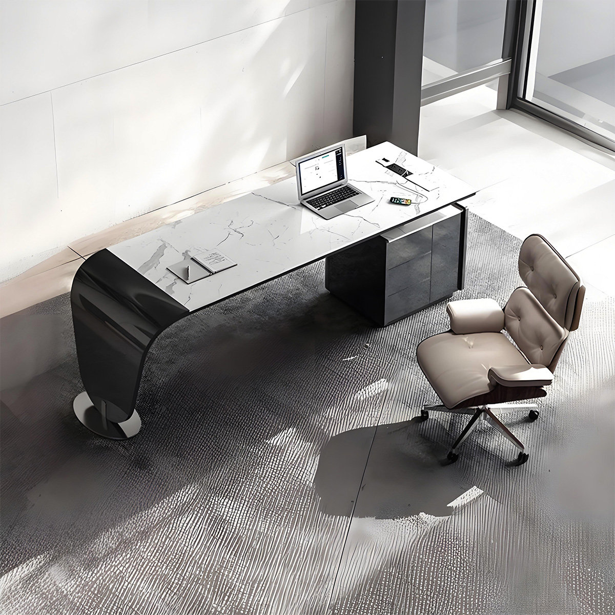 BELSUB Italian Minimalist High-End Sintered Stone Office Desk With ...