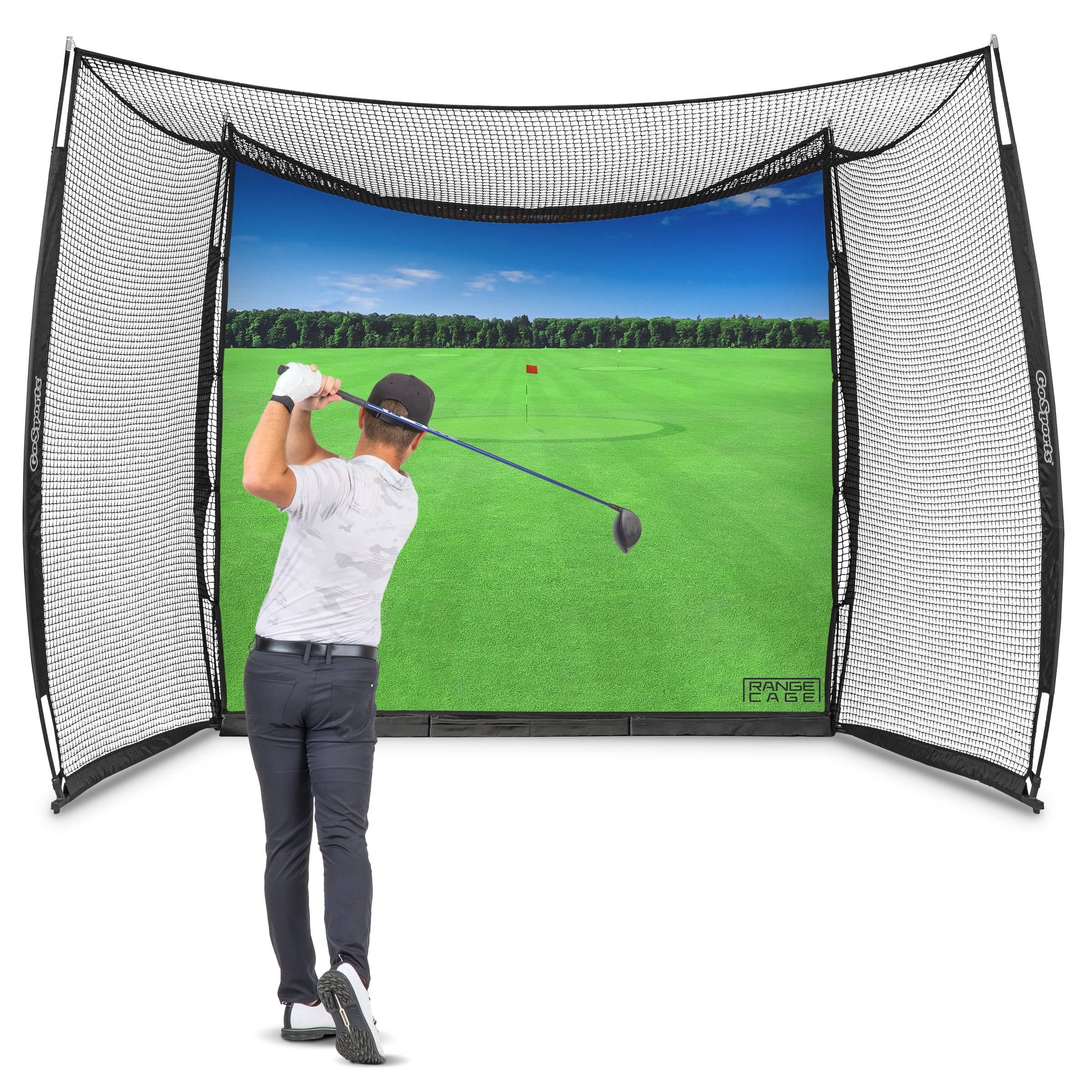 GoSports Range Cage 10 ft x 8 ft Golf Practice Hitting Net with Impact ...