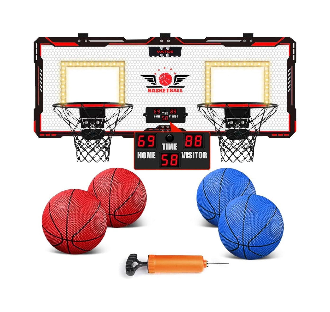 Phantoscope 2 Player Basketball Hoop Indoor, Over The Door Mini Basketball Hoop Indoor With ...