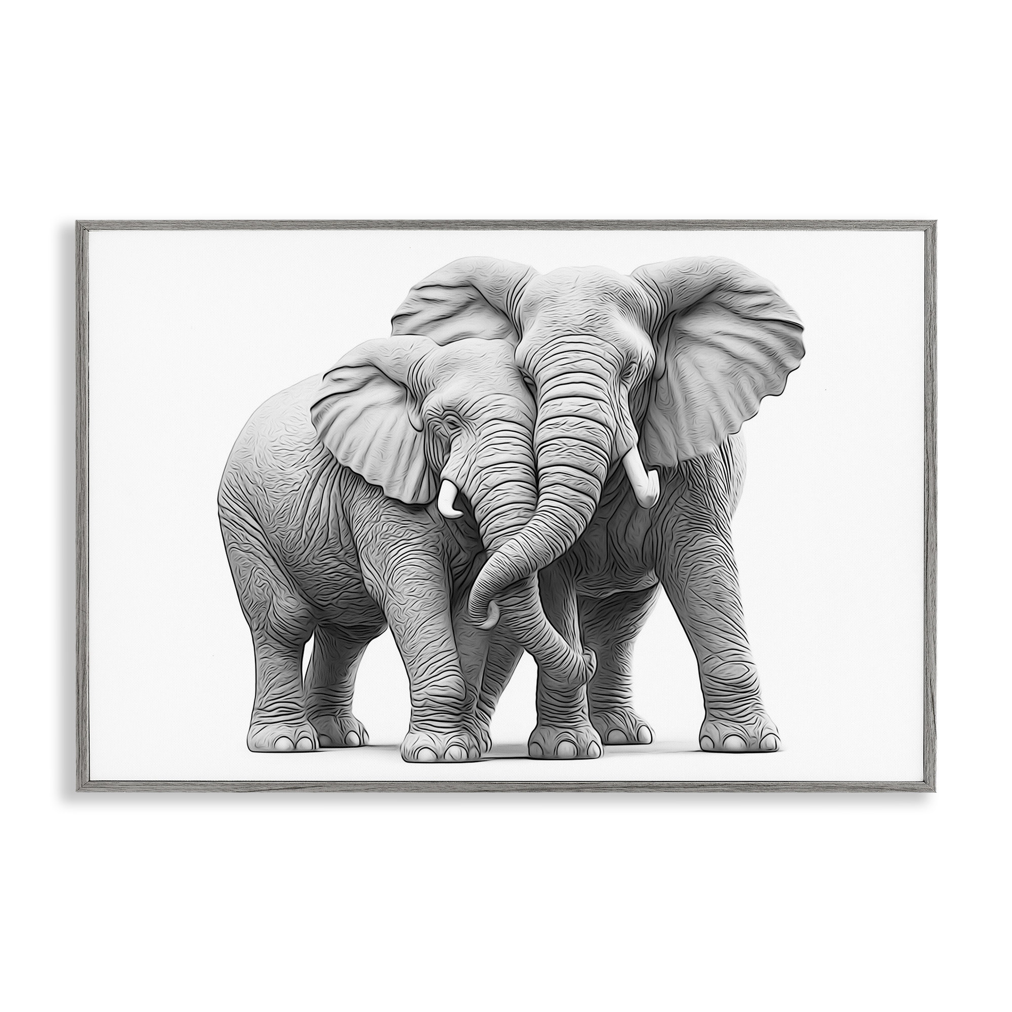 Stupell Industries Hugging Elephant Pair Framed Giclee Art by Annalisa ...