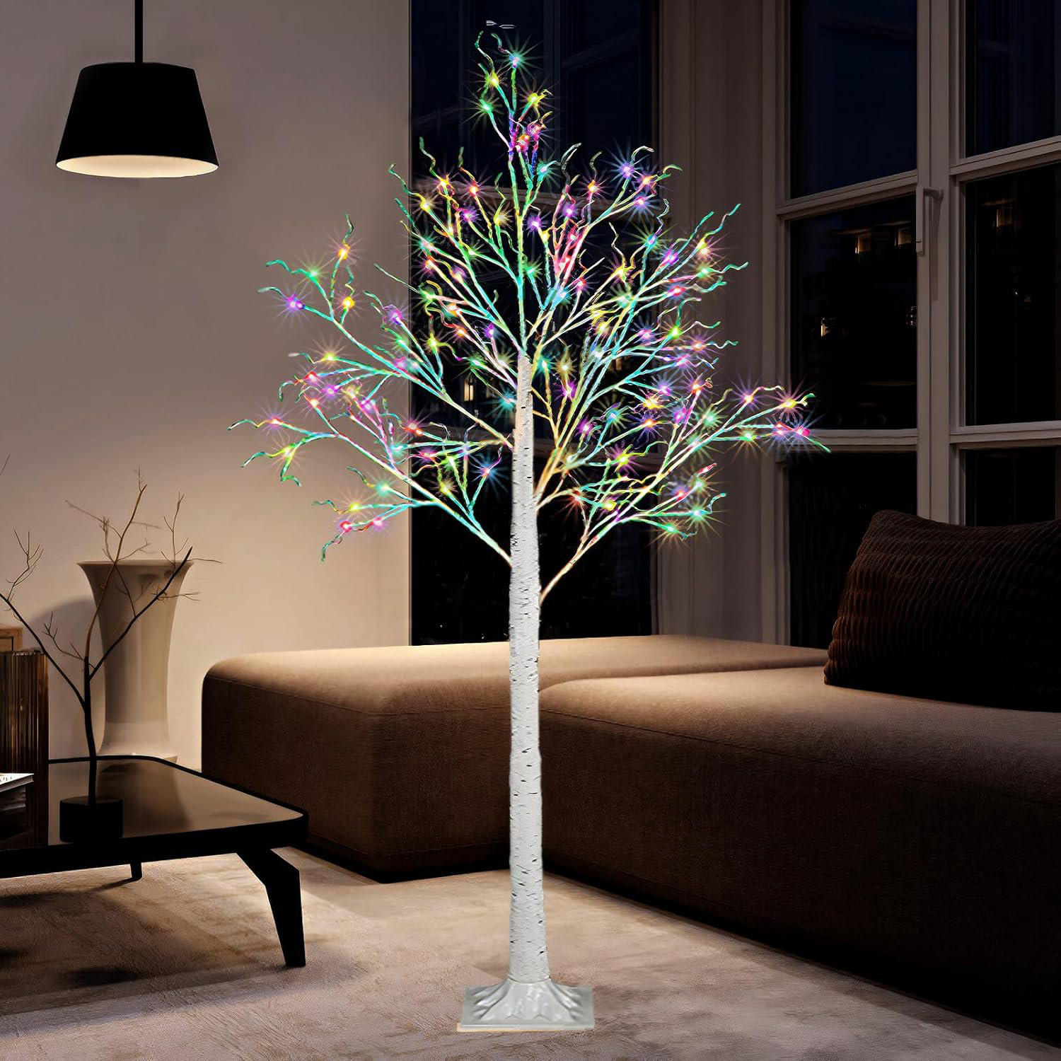 The Holiday Aisle® Lighted Birch Tree, 6FT 18 Color Fairy Light, 120 ...