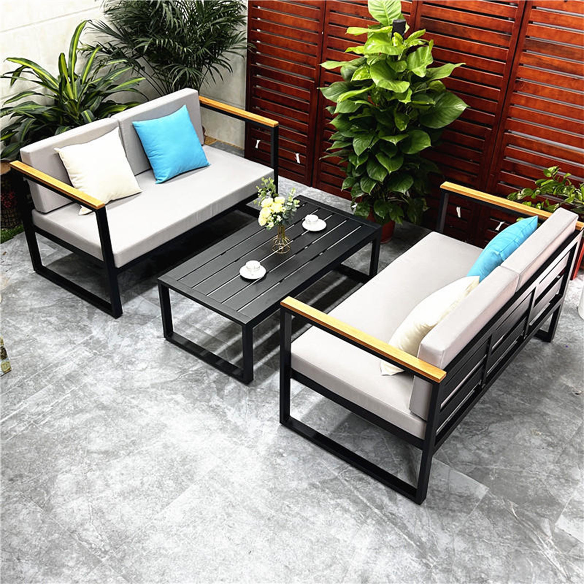 Latitude Run® Outdoor Aluminum Sofa Waterproof Ideal for Sunroom ...