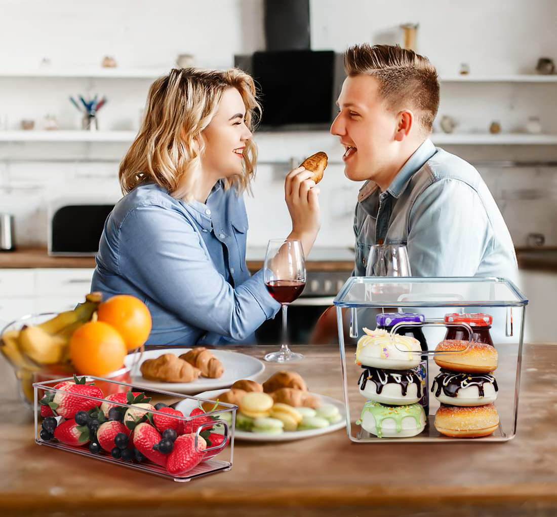 Orren Ellis 8-Pack Clear Plastic Snack Storage Bins, Stackable Storage ...