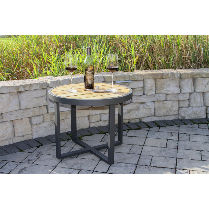 17 Stories Teak & Aluminum Accent Table | Wayfair