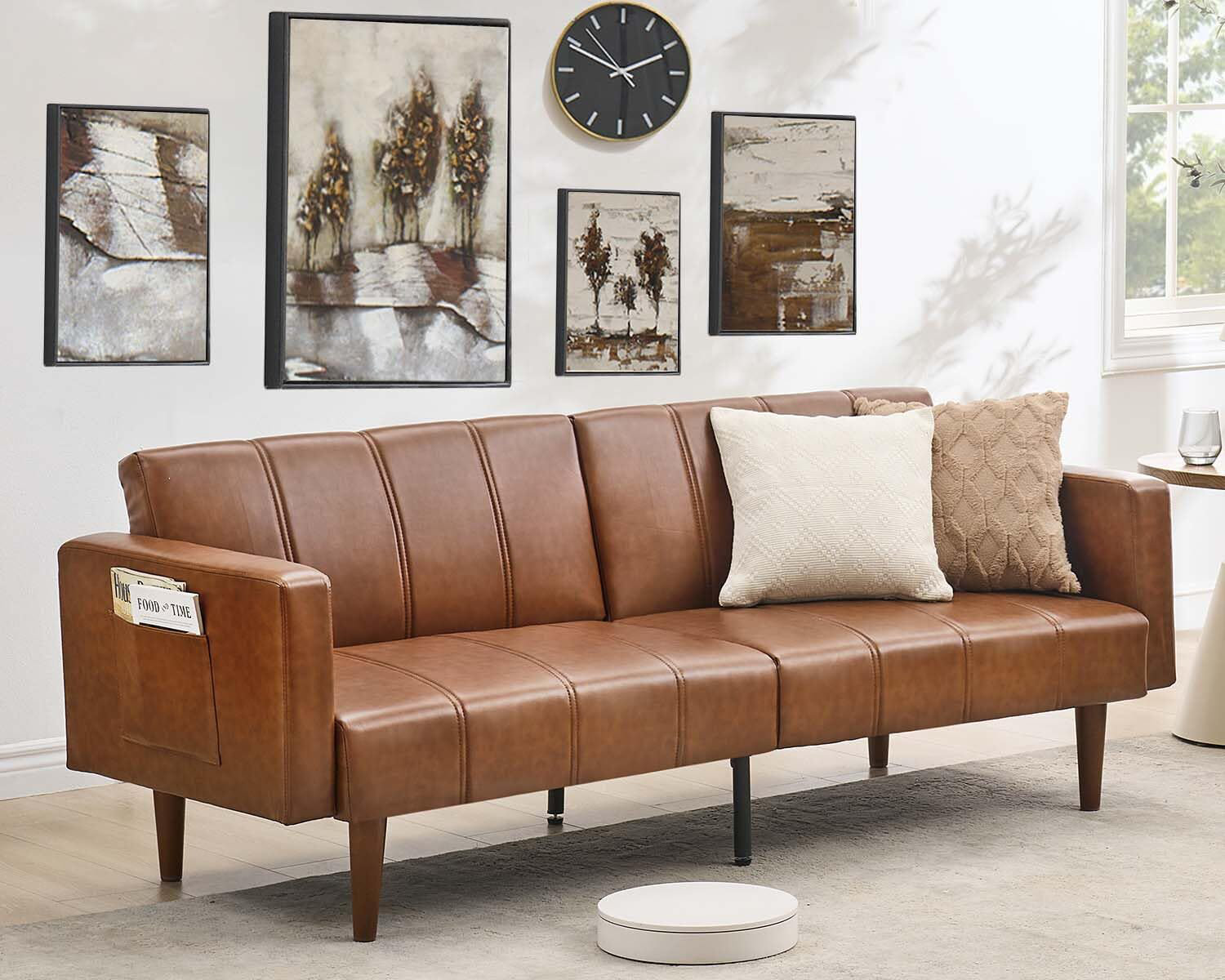 George Oliver 75" Futon Sofa Bed, Mid-Century Modern Futon Couch ...