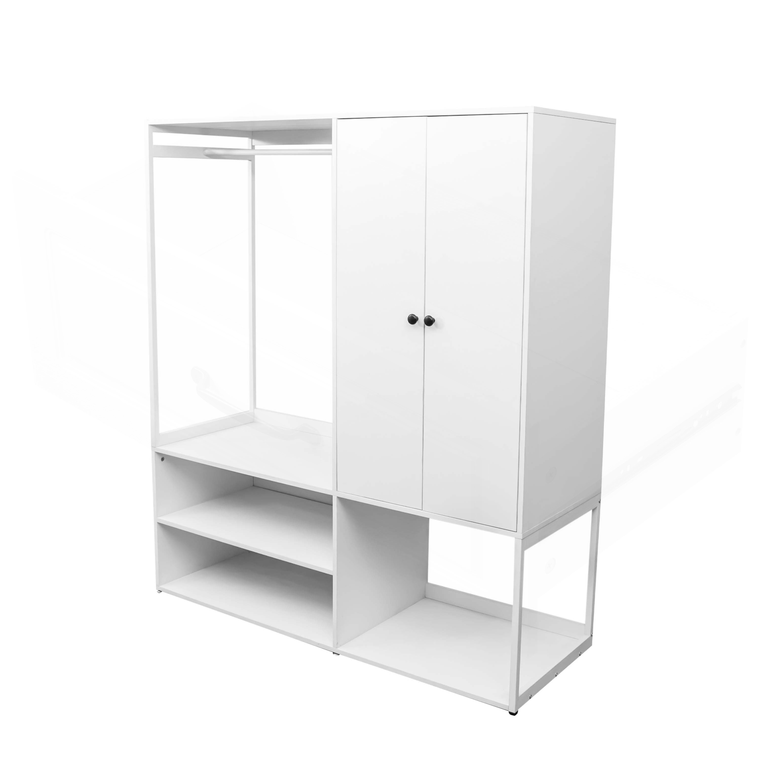 Latitude Run® Garde-robe, armoire blanche avec tablettes, armoire haute ...